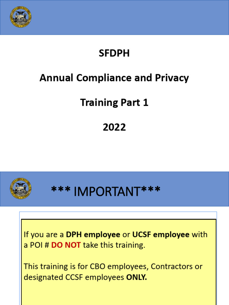 2022 DPH Annual Compliance & Privacy Training PT 1 - FINAL | PDF