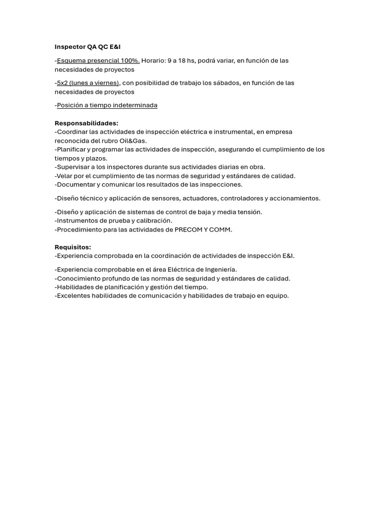 Inspector QA QC E - JD | PDF | Technology & Engineering