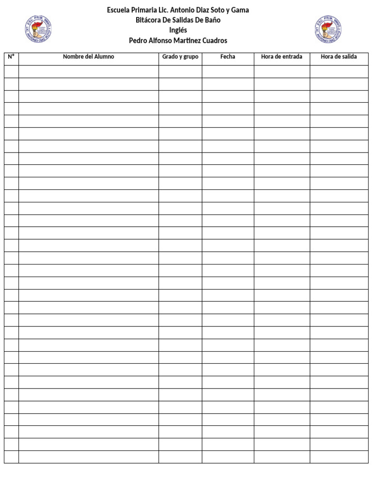 Bitacora de Salidas Al Baño | PDF