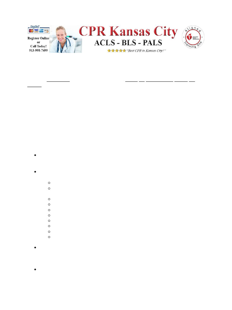 Kansas City PALS Course Letter | PDF | Cardiac Arrest | Career & Growth