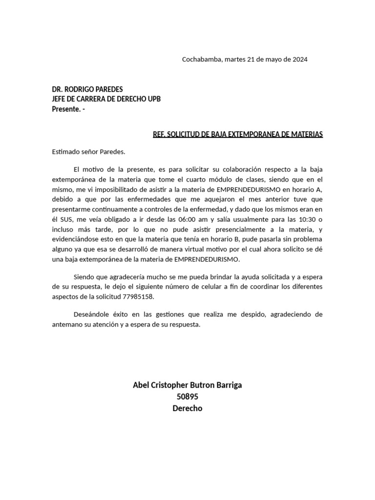 Solicitud de Baja Extemporanea | PDF