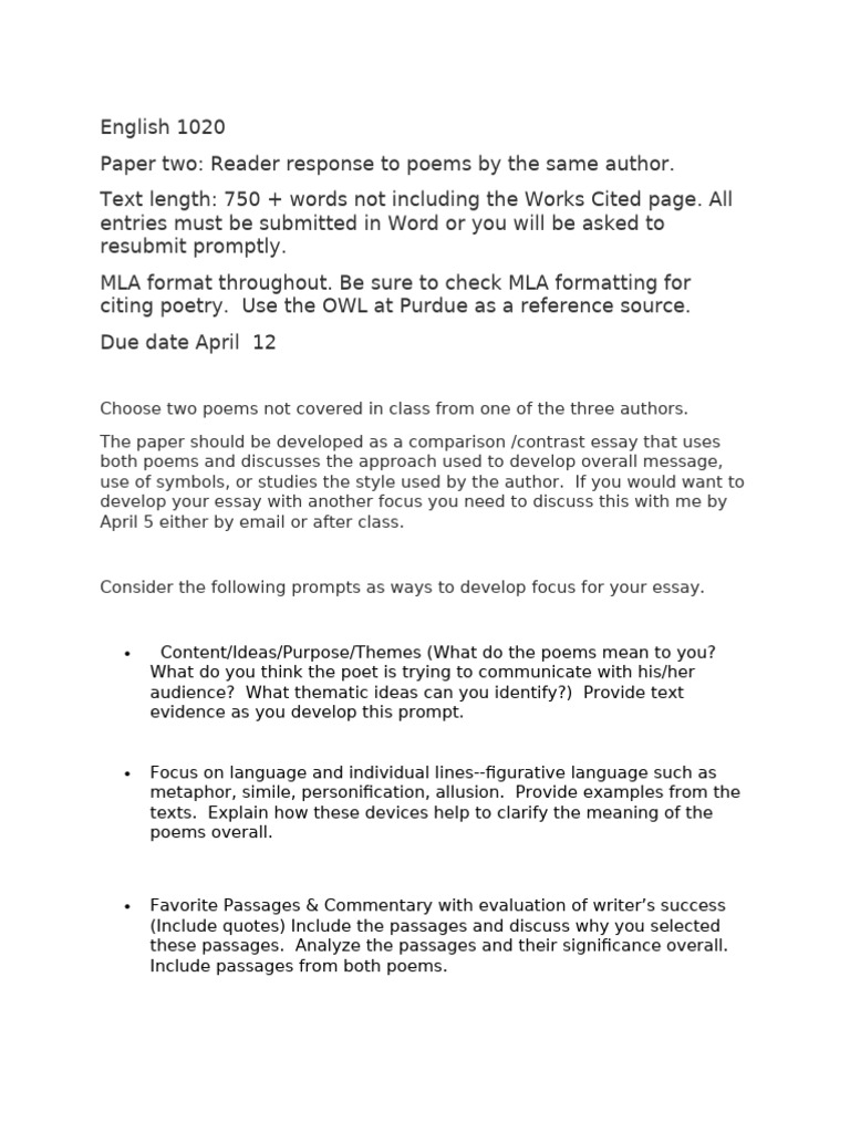 Poetry Response Paper | PDF