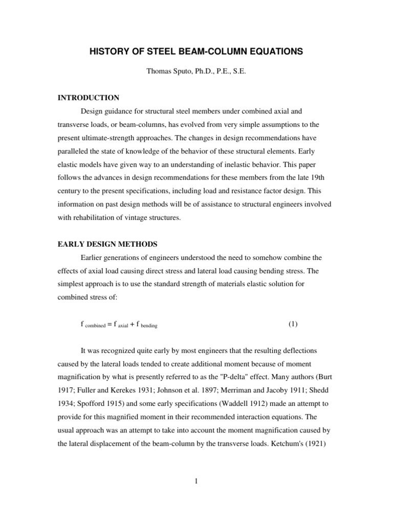 PDHLibrary-History of Steel Beam-Column Equations | PDF | Bending | Column