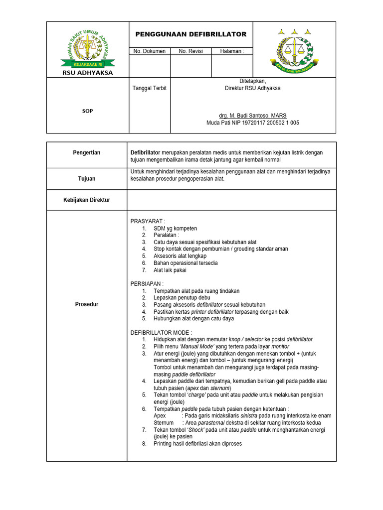 SOP Defibrillator | PDF