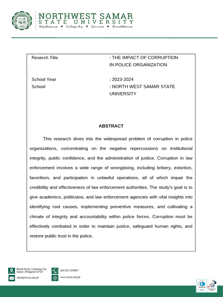 The Impact of Corruption in Police Organization | PDF