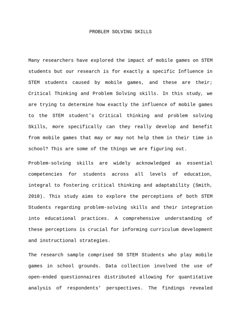 Problem Solving Skills | PDF Problem Solving Skills | PDF