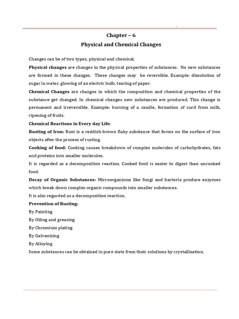 Class7 Science CH 06 Physical and Chemical Changes | PDF
