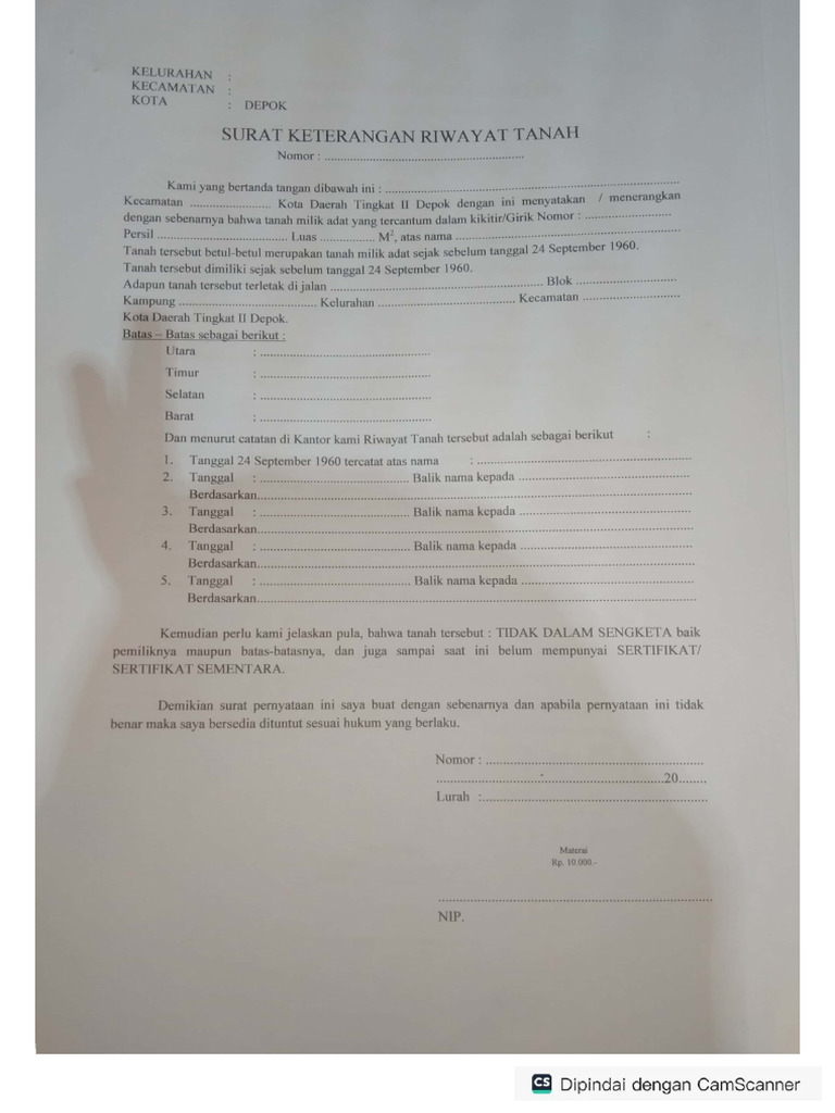 Format Surat BPN | PDF