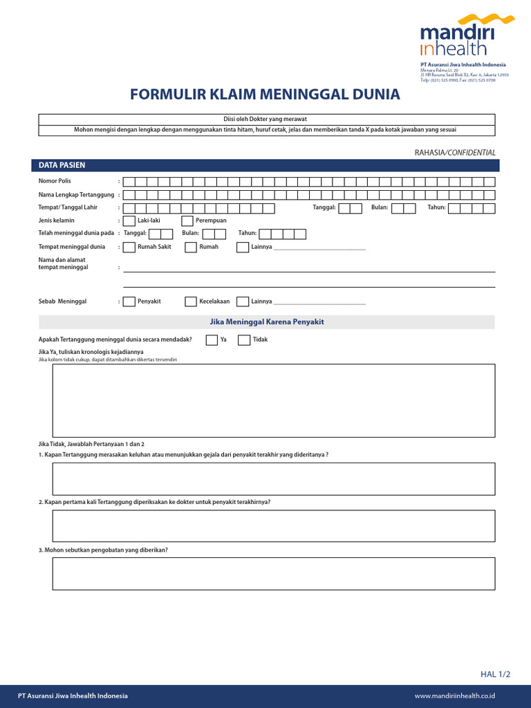 Formulir Klaim Meninggal | PDF