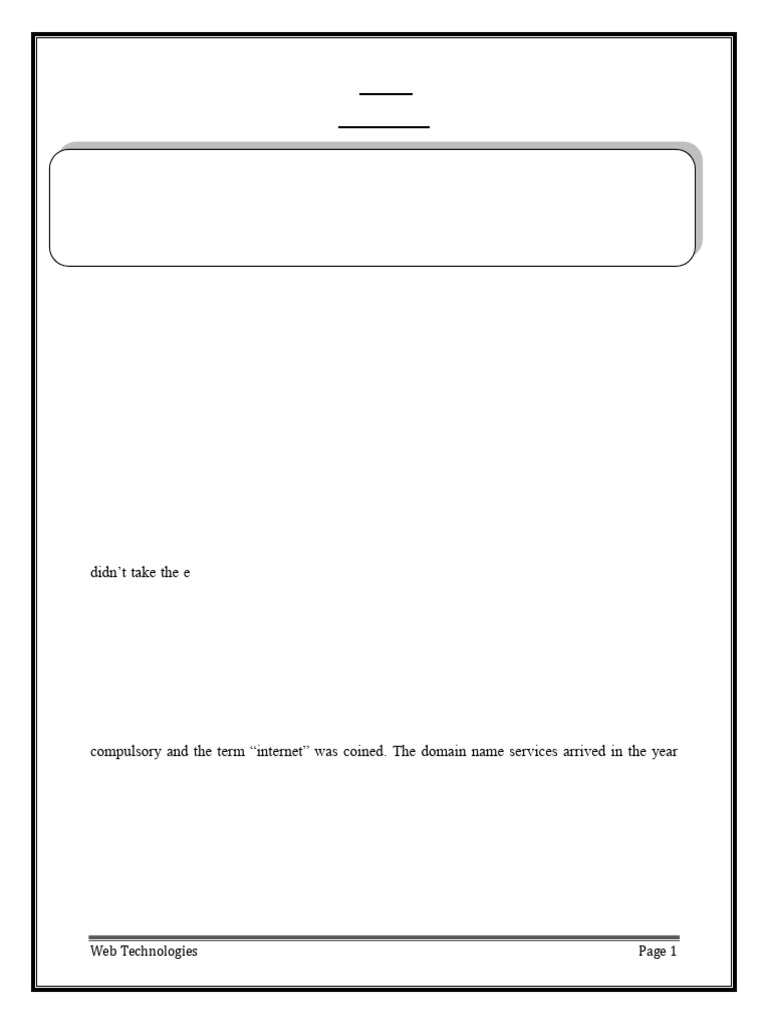 Web Technologies Unit 1 Notes Pdf