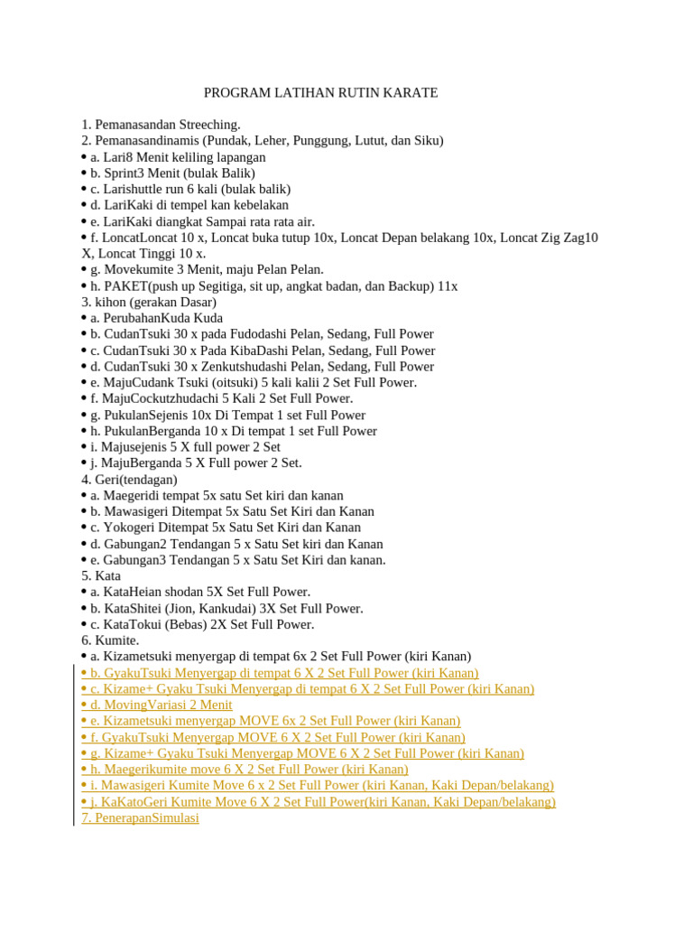 Program Latihan Rutin Karate Pdf