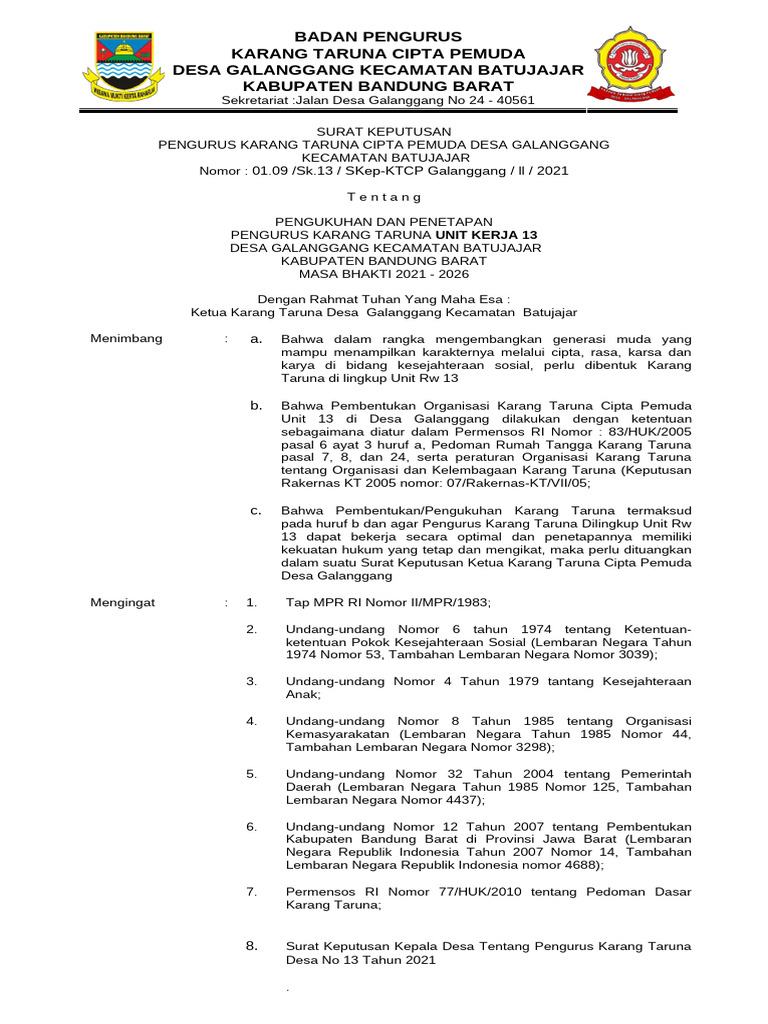 SK - Unit - Galanggang 13 | PDF