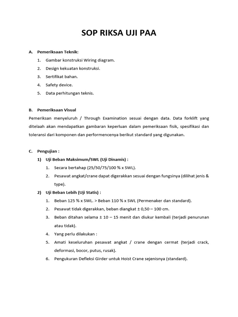SOP Riksa Uji PAA Part1 | PDF