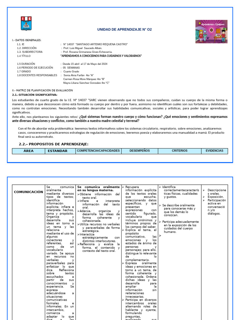 Eda - 2 - Cuarto Grado A-B Yc-2024 | PDF