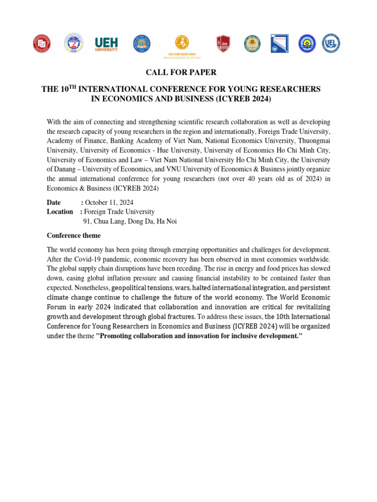 ICYREB - Call For Paper - 2024 | PDF