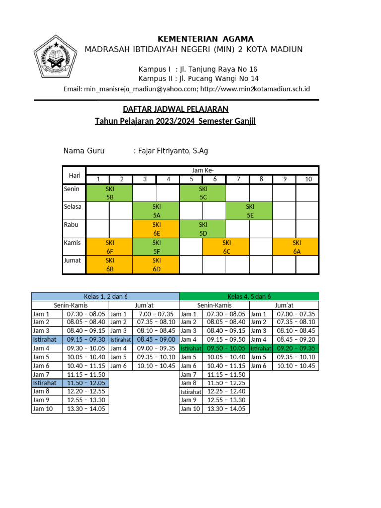 Jadwal Fajar Fitriyanto | PDF