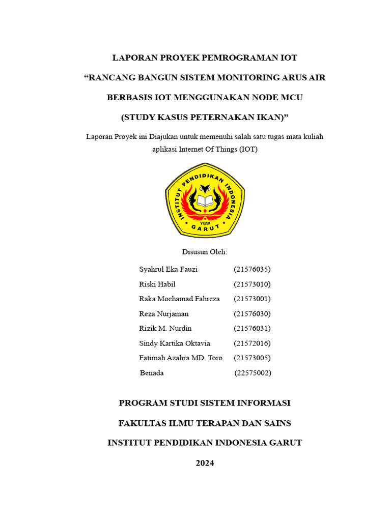 Laporan Iot Kelompok 1 Water Flow Sensor | PDF