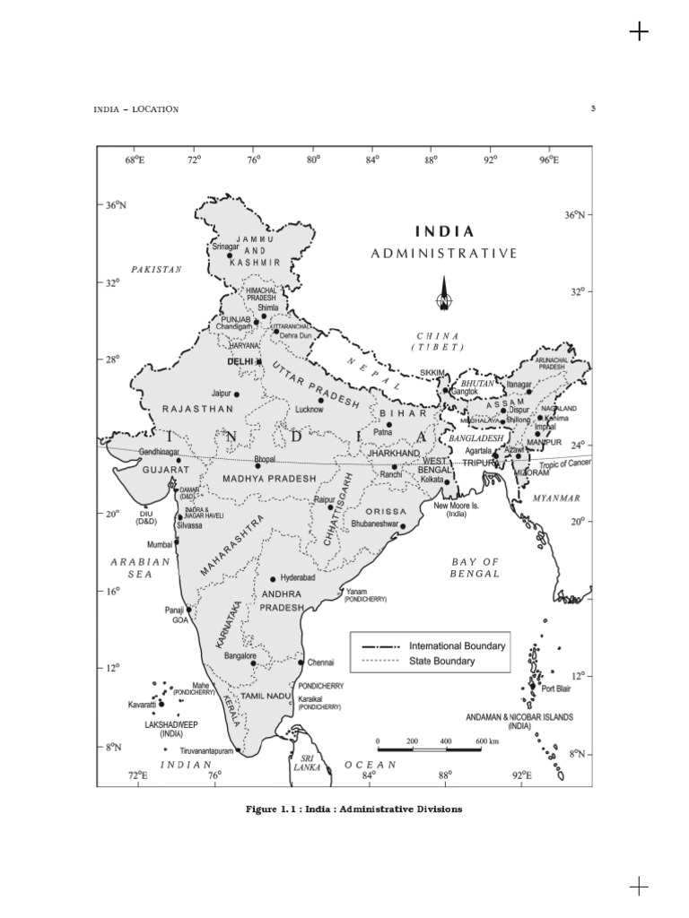 International and State Boundaries of India Map by Government of India ...