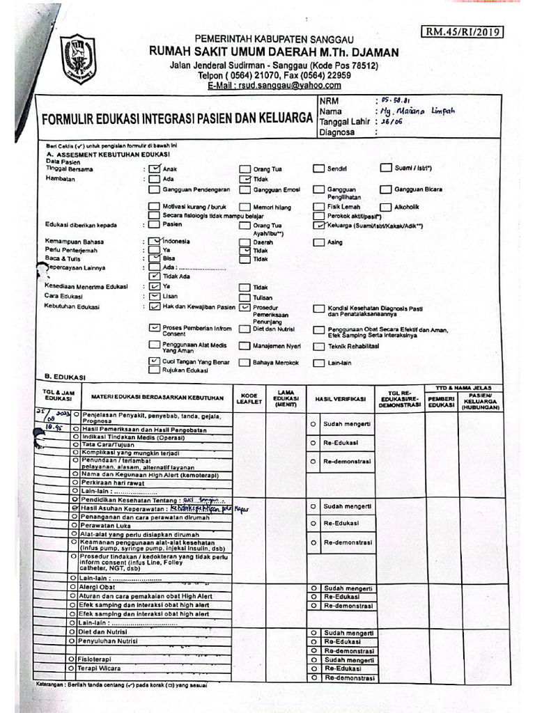 Bukti Ep 6.1.B Form Edukasi Terintegrasi | PDF