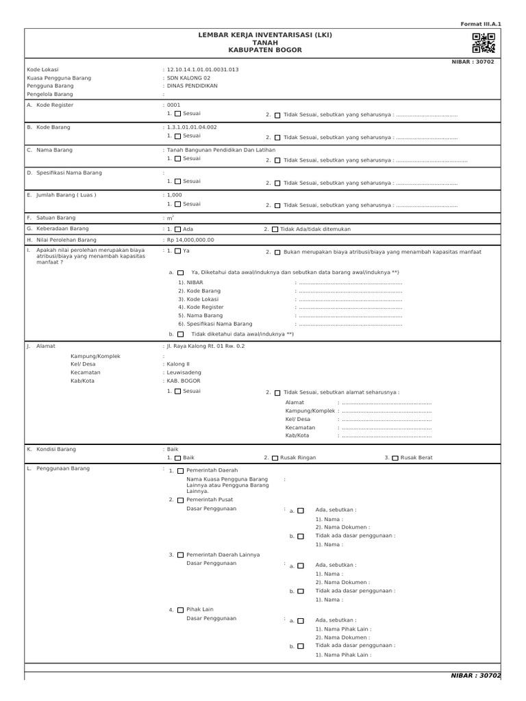 Lembar Kerja Inventarisasi (Lki) | PDF