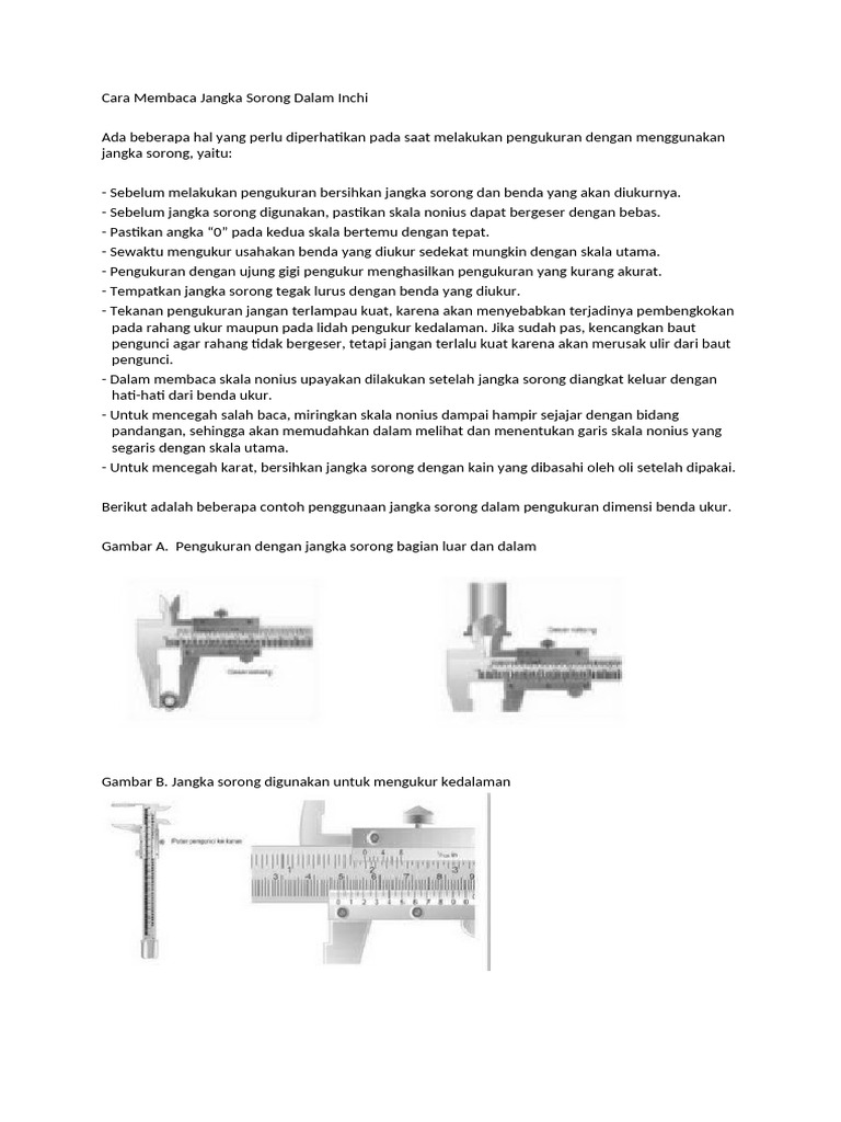 Cara Membaca Jangka Sorong Dalam Inchi | PDF