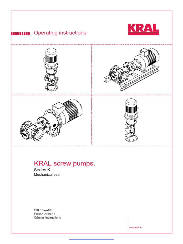 Kral K Mechanical Seal Screw Pump Range English | PDF