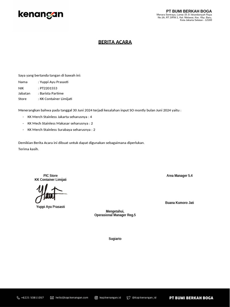 Berita Acara Template | PDF