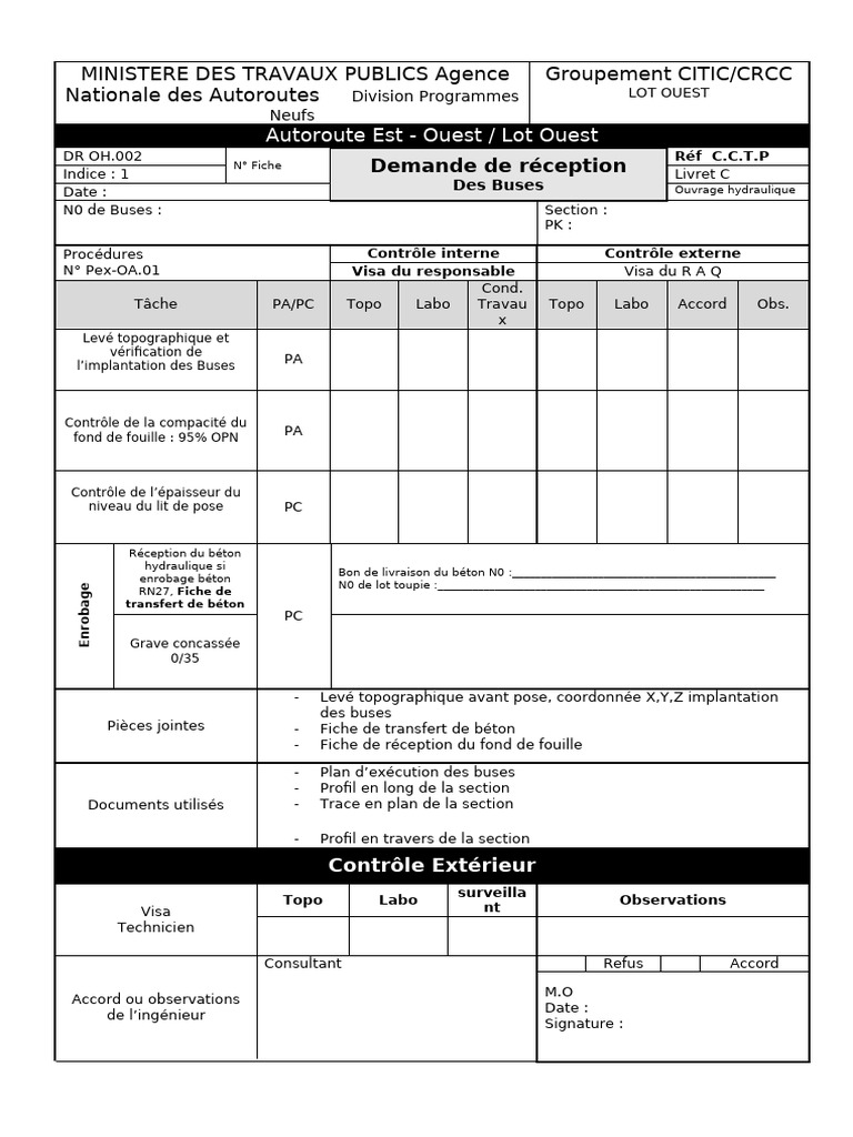 Fiche Reception Buse | PDF