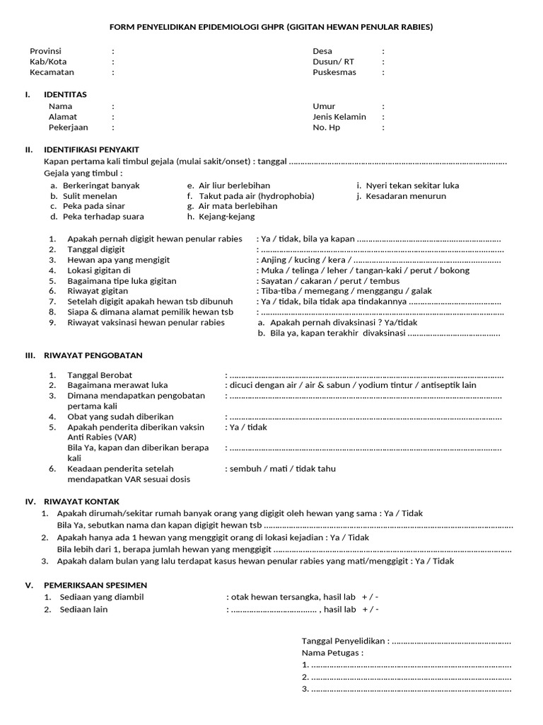 Form PE GHPR | PDF | Rabies