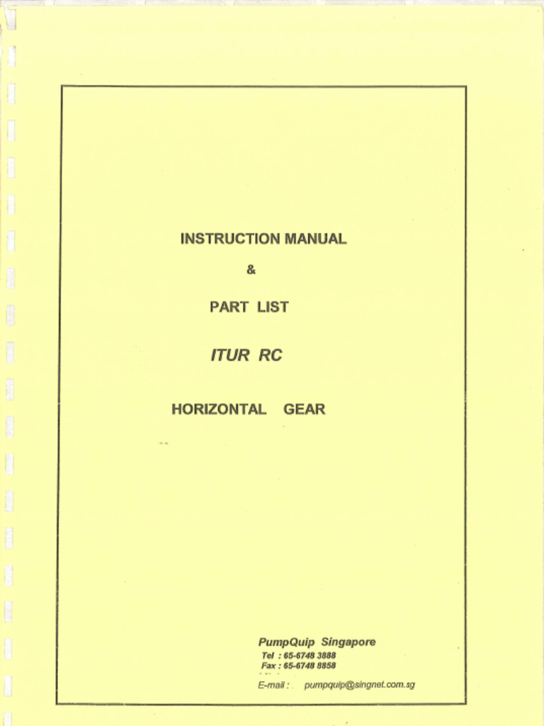 Instruction Manual and Part List ITUR RC Series (Bơm Bánh Răng) | PDF