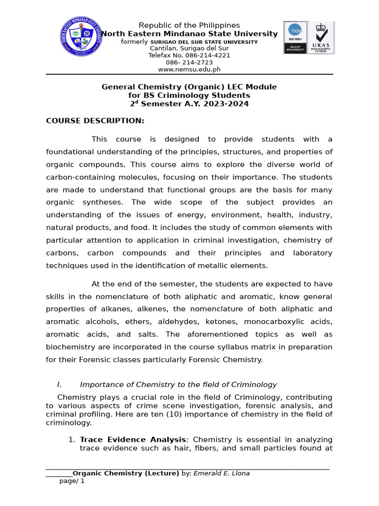 Organic Chemistry Lecture Module 1 | PDF