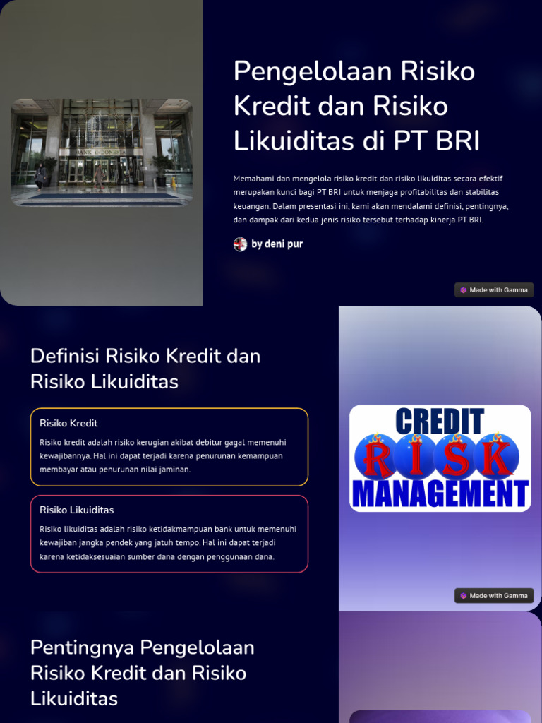 Pengelolaan Risiko Kredit Dan Risiko Likuiditas Di PT BRI | PDF