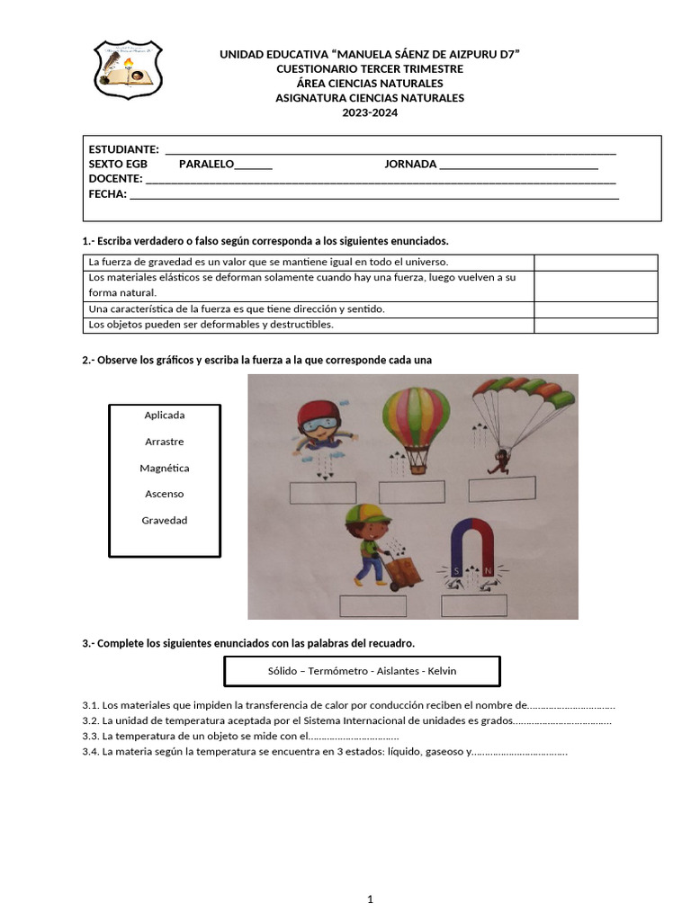 Cuestionario de C.N | PDF