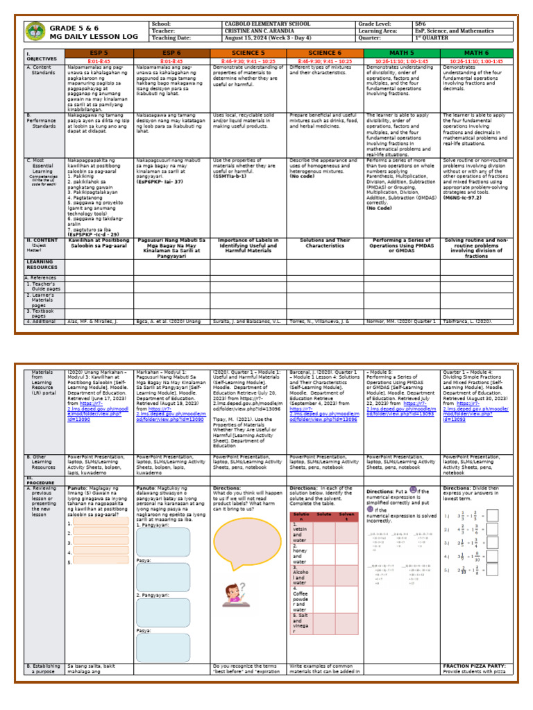 MultiGrade 5&6 DLP Q1 W3D4 | PDF
