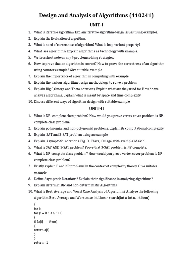 DAA - Question Bank | PDF