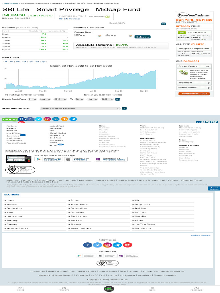 SBI Life - Smart Privilege - Midcap Fund Latest | PDF
