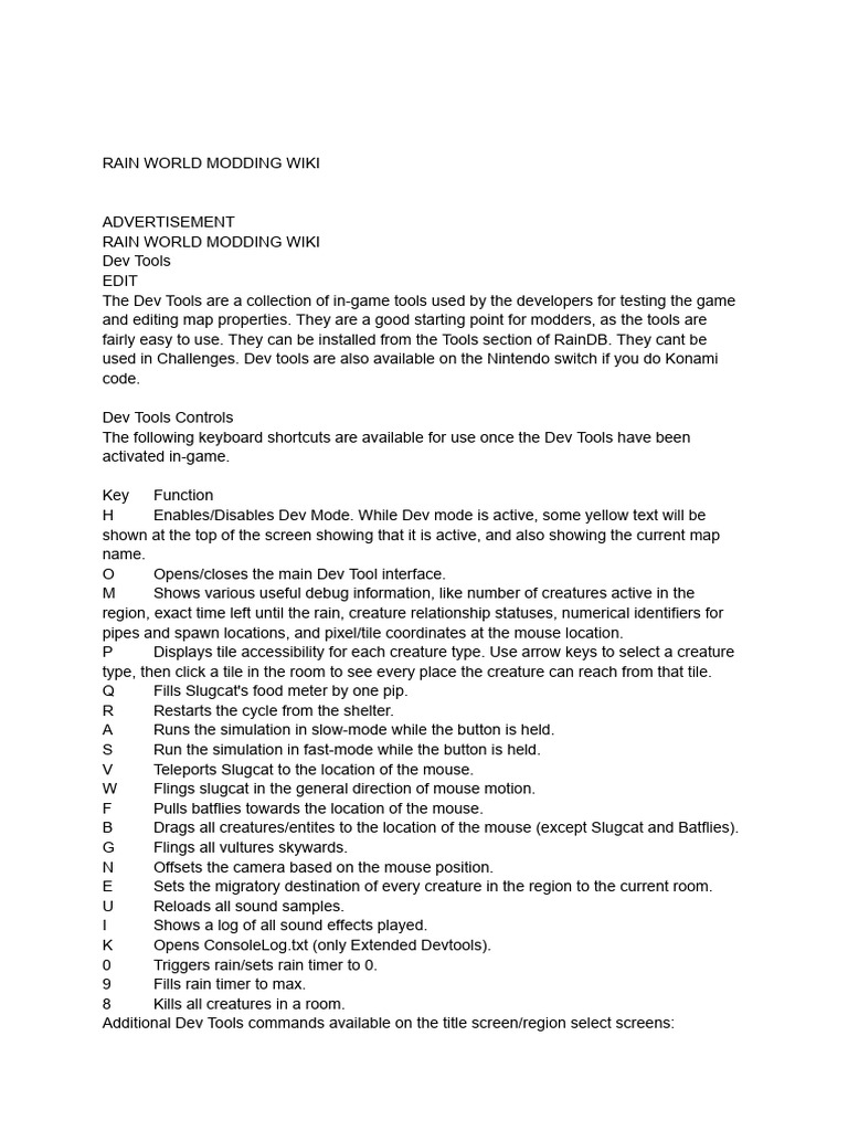 Devtools Rain World | PDF