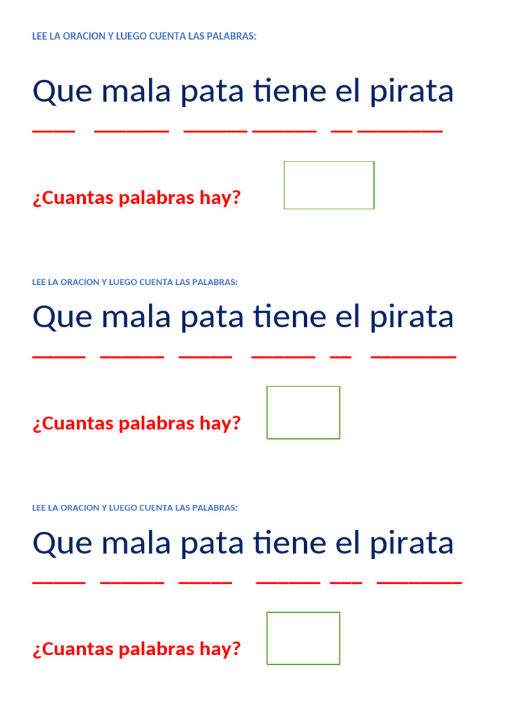 Lee La Oracion y Luego Cuenta Las Palabras | PDF