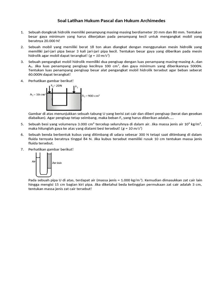 Soal Latihan Hukum Pascal Archemedes 2 | PDF