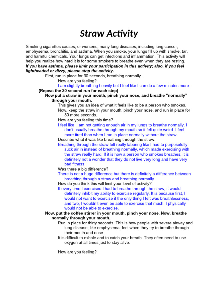 Straw Activity | PDF
