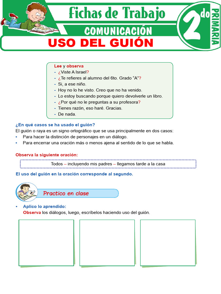 Uso Del Guión para Segundo Grado de Primaria | PDF