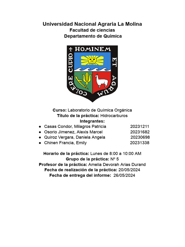 Inf. Orgánica LAB 8 - mesa 4 | PDF