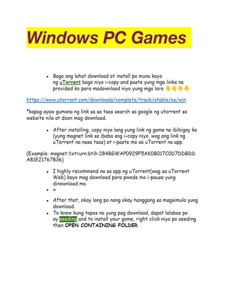 Windows PC Games | PDF