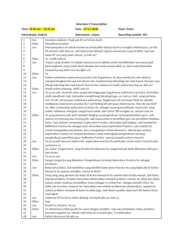 Transkrip Interview 2 | PDF