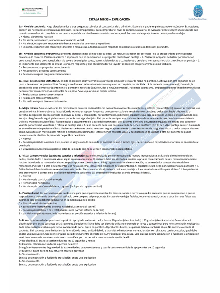 NIHSS Explicacion | PDF