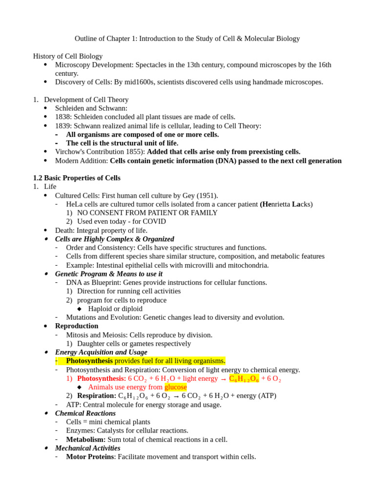 CH 1 Outline and Practice Questions | PDF | Cell (Biology) | Prokaryote