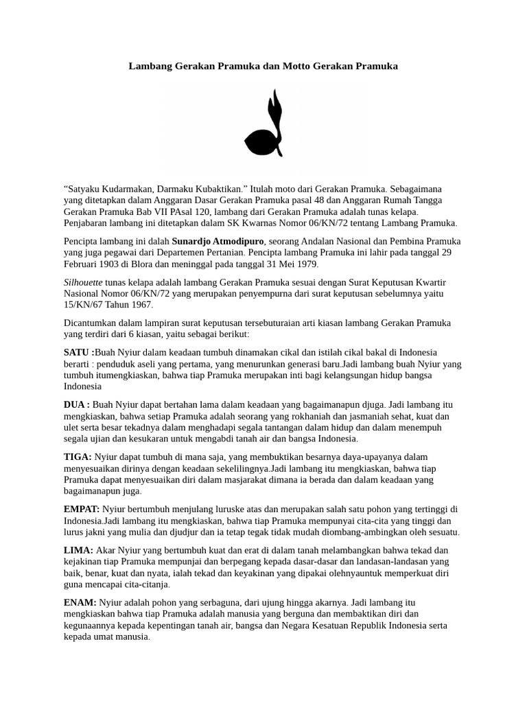 Materi Lambang Gerakan Pramuka Dan Motto Pendidikan | PDF