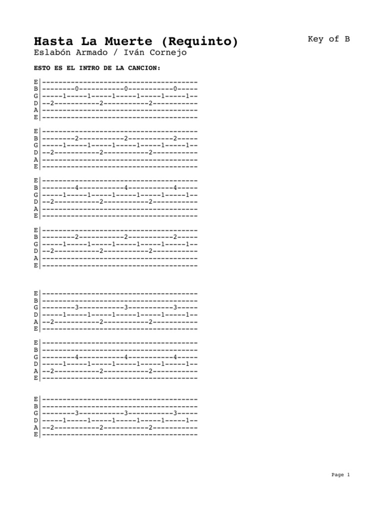 Hasta La Muerte (Requinto) | PDF