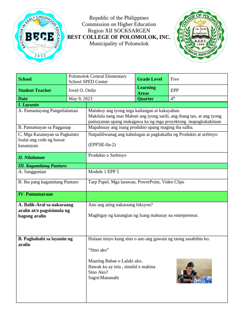 EPP Lesson Plan | PDF