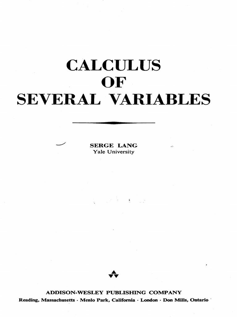 Calculo Varias Variables (Lang) (Ingles) | PDF